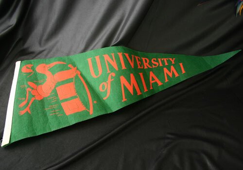 Vintage UNIVERSITY OF MIAMI Felt Pennant Blownin Ibis | eBay