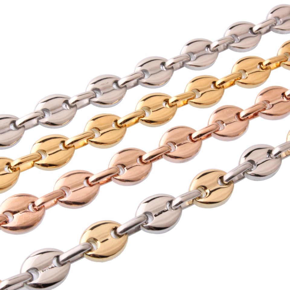 Charming Stainless Steel Mutil-Color Coffee Beans Link Chain Men Women ...