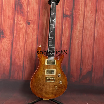 TOP Quality Yellow Electric Guitar Spalted Maple Top Bird Inlay Gold ...