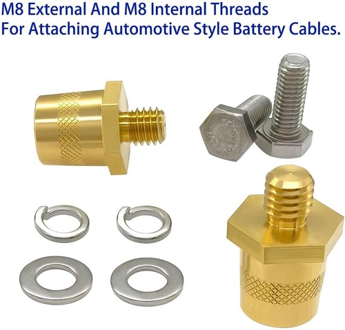Car Battery Terminal Connectors Kit 4pcs Brass M8 Post or Top Battery Extenders | eBay