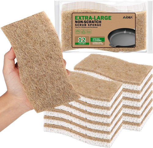 XL Sponges Kitchen, 12Count, Non-Scratch Dish Sponges, Large Natural ...