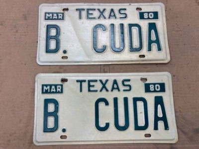 1980 Texas License Plates Barracuda "B. CUDA" pair | eBay