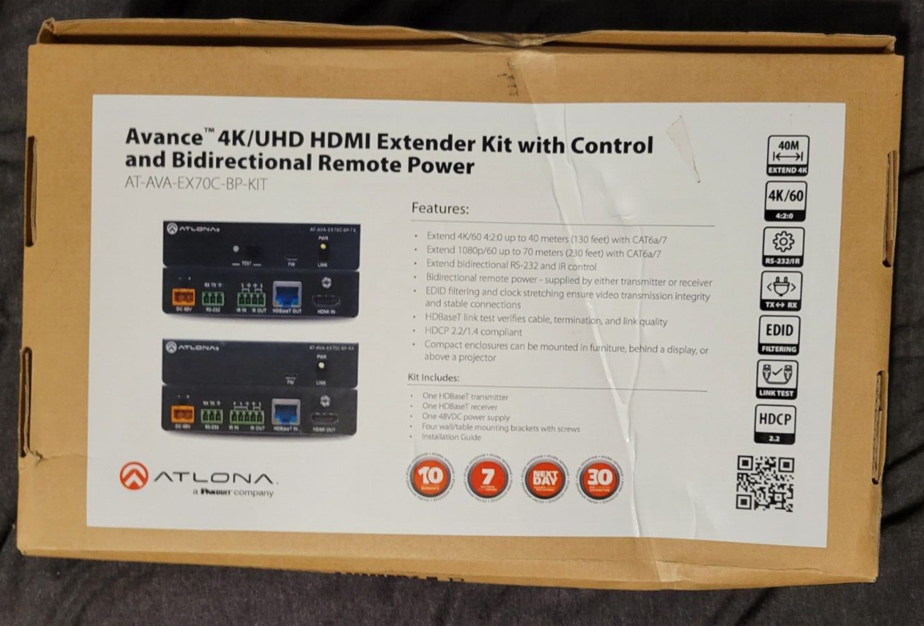 Atlona Avance 4K/UHD HDMI Extender Kit w/ Control & Bidirectional ...