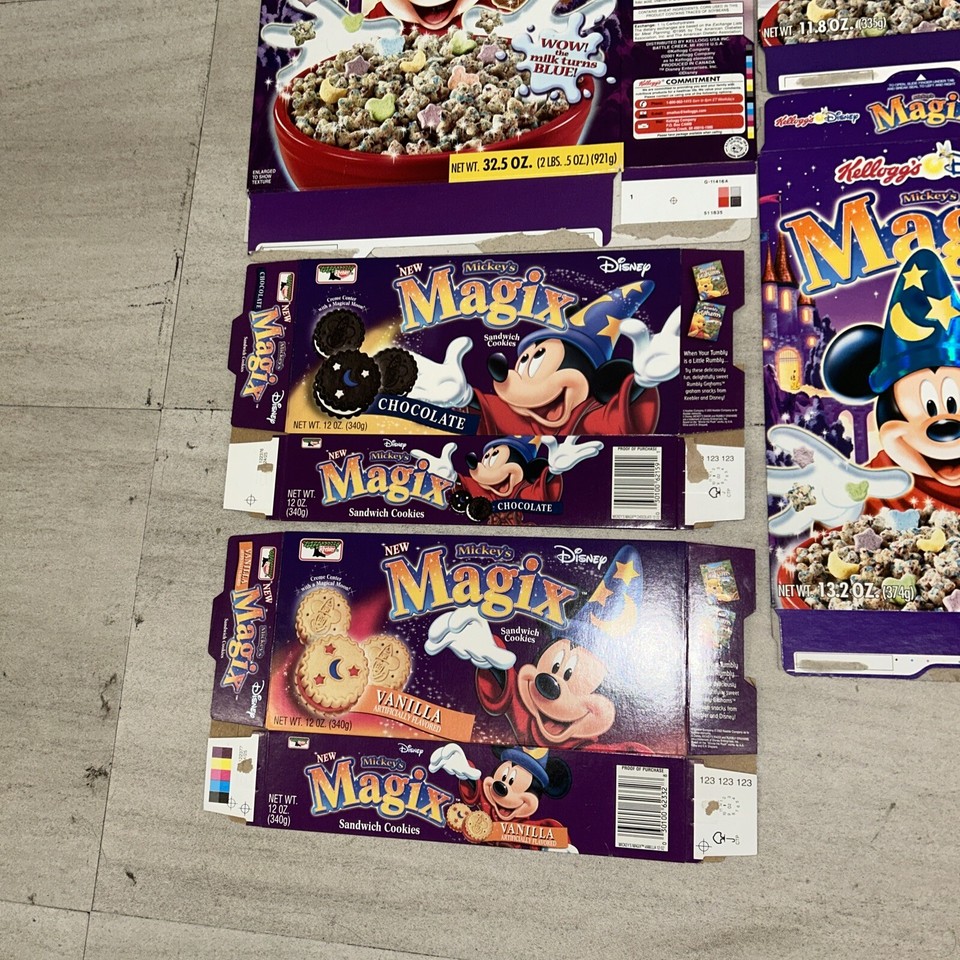 Mickey's Magix Kellogg's Disney Empty Cereal Box 2001 And Cookie Lot ...
