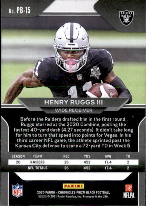 Henry Ruggs III 2020 Panini Chronicle Panini Prizm Black Rookie Card # ...
