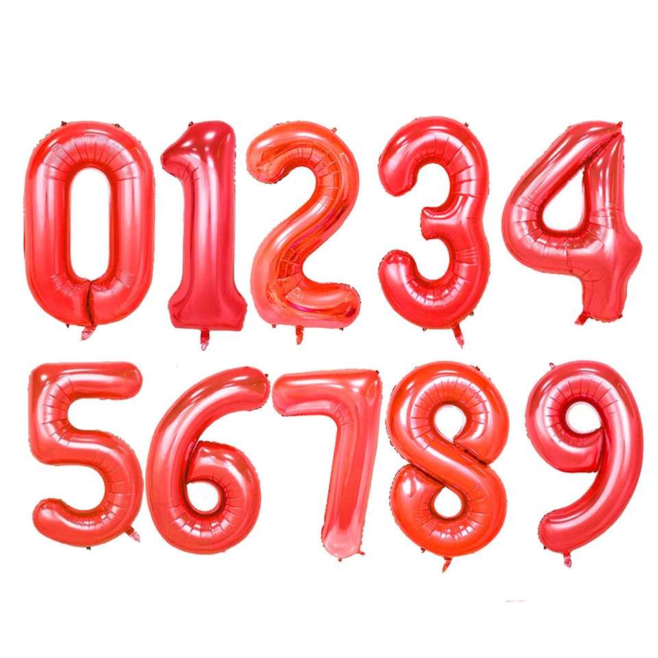 16" Red Letter Number Foil Balloon Birthday Wedding Celebration Party ...