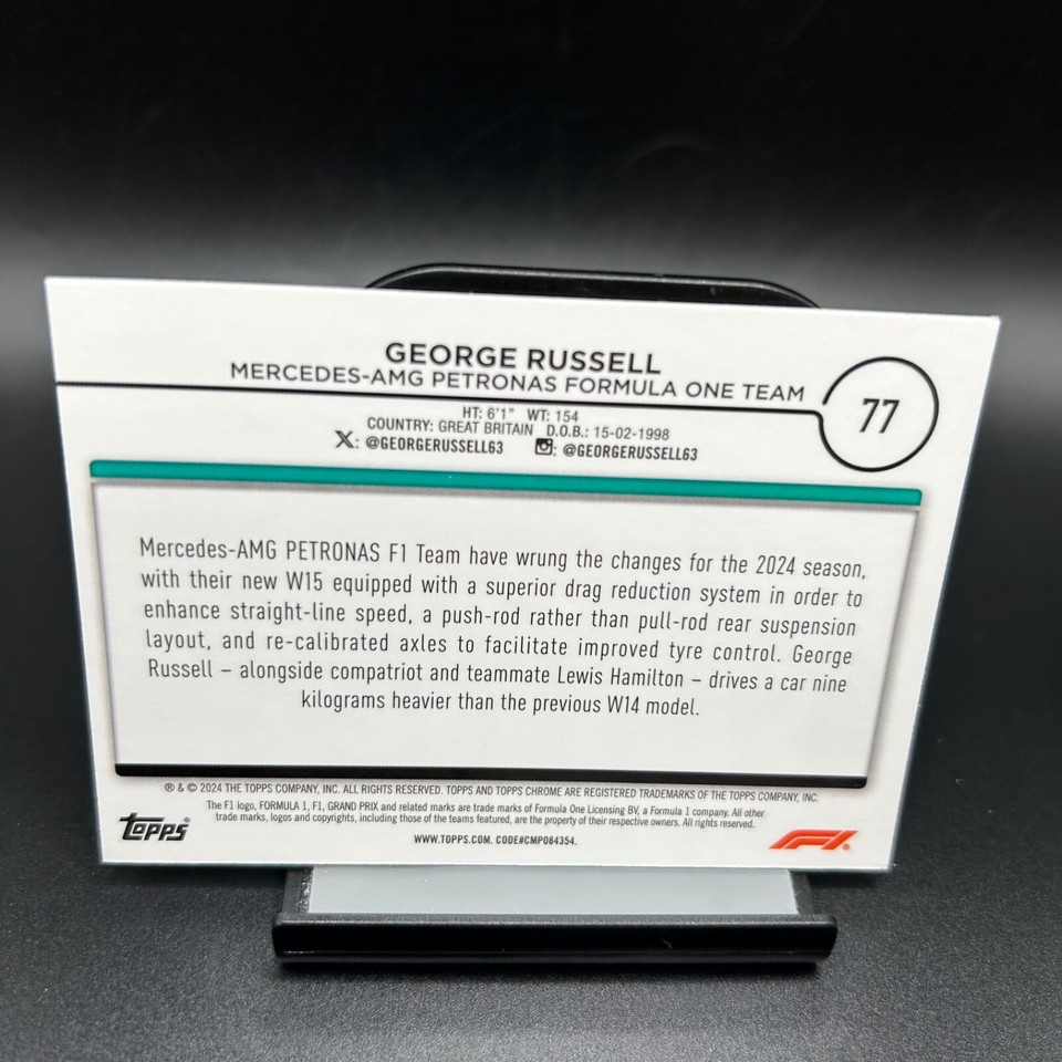 2024 Topps Chrome Formula 1 F1 Checker Flag #77 George Russell | eBay
