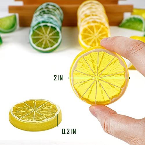 LEAFBABY 12 Pcs Realistic Fake Artificial Lemon Limes Slice Simulation ...