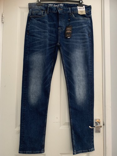 Denim Co Men’s Stretch Slim Blue Faded Look Jeans Size 36 Waist 32 Leg ...
