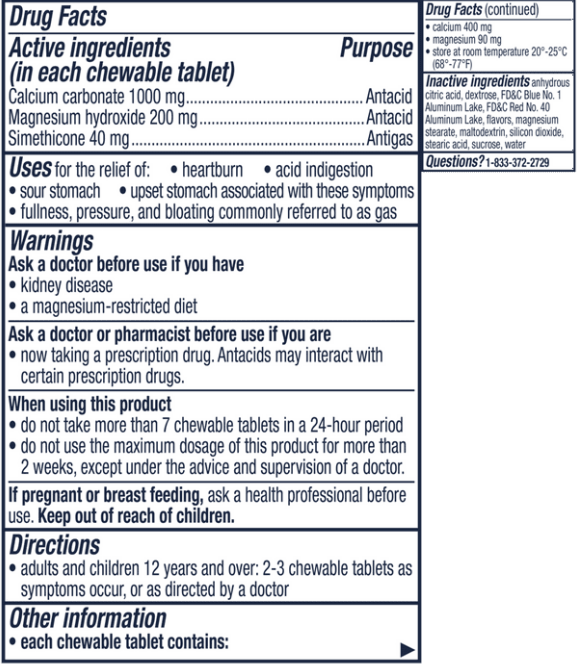 Rolaids Advanced Antacid Plus Anti Gas Tablets Mixed Berry 60 Count ...