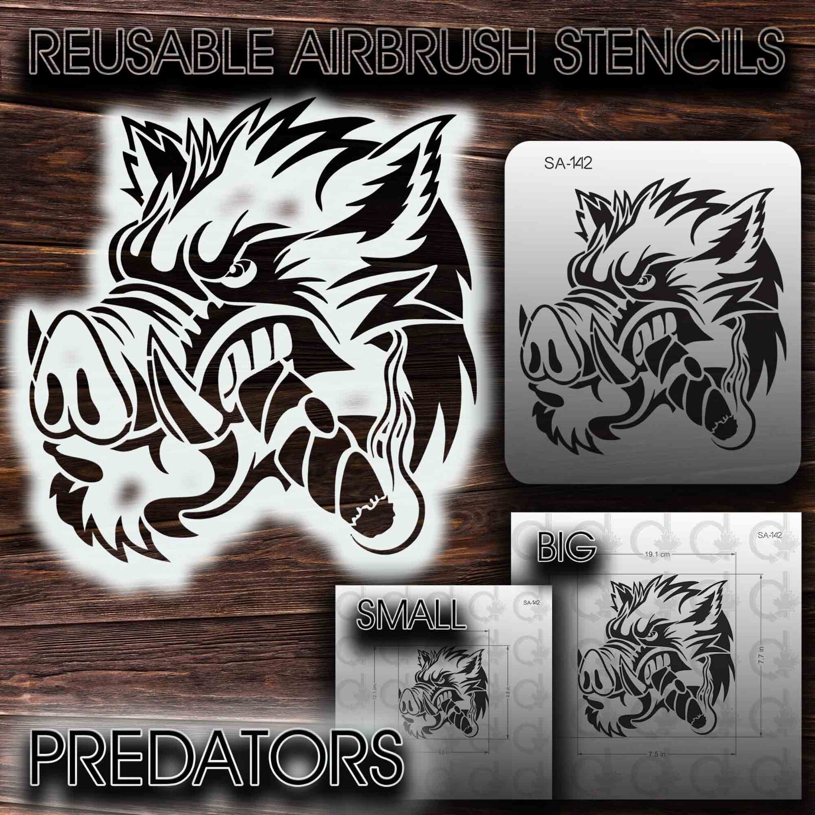 Airbrush Stencils REUSABLE PREDATORS New VINYL OR MYLAR SA142 | eBay