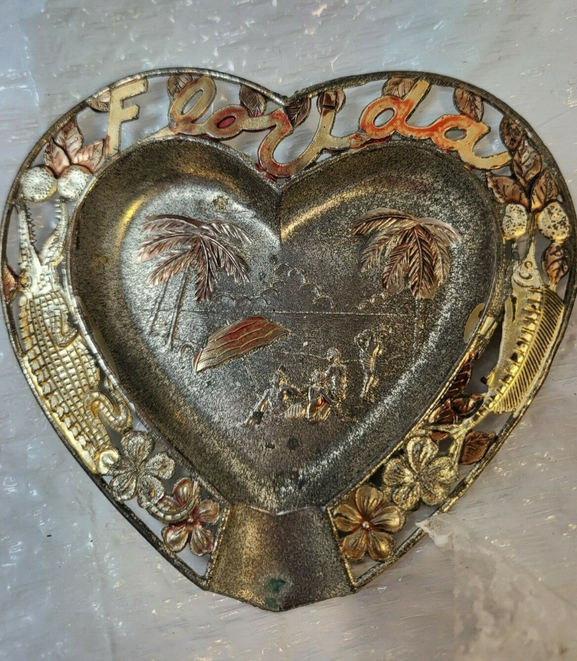 4 Piece Vintage Metal Florida Ashtray Set Four Card Suits Parksmith NYC ...
