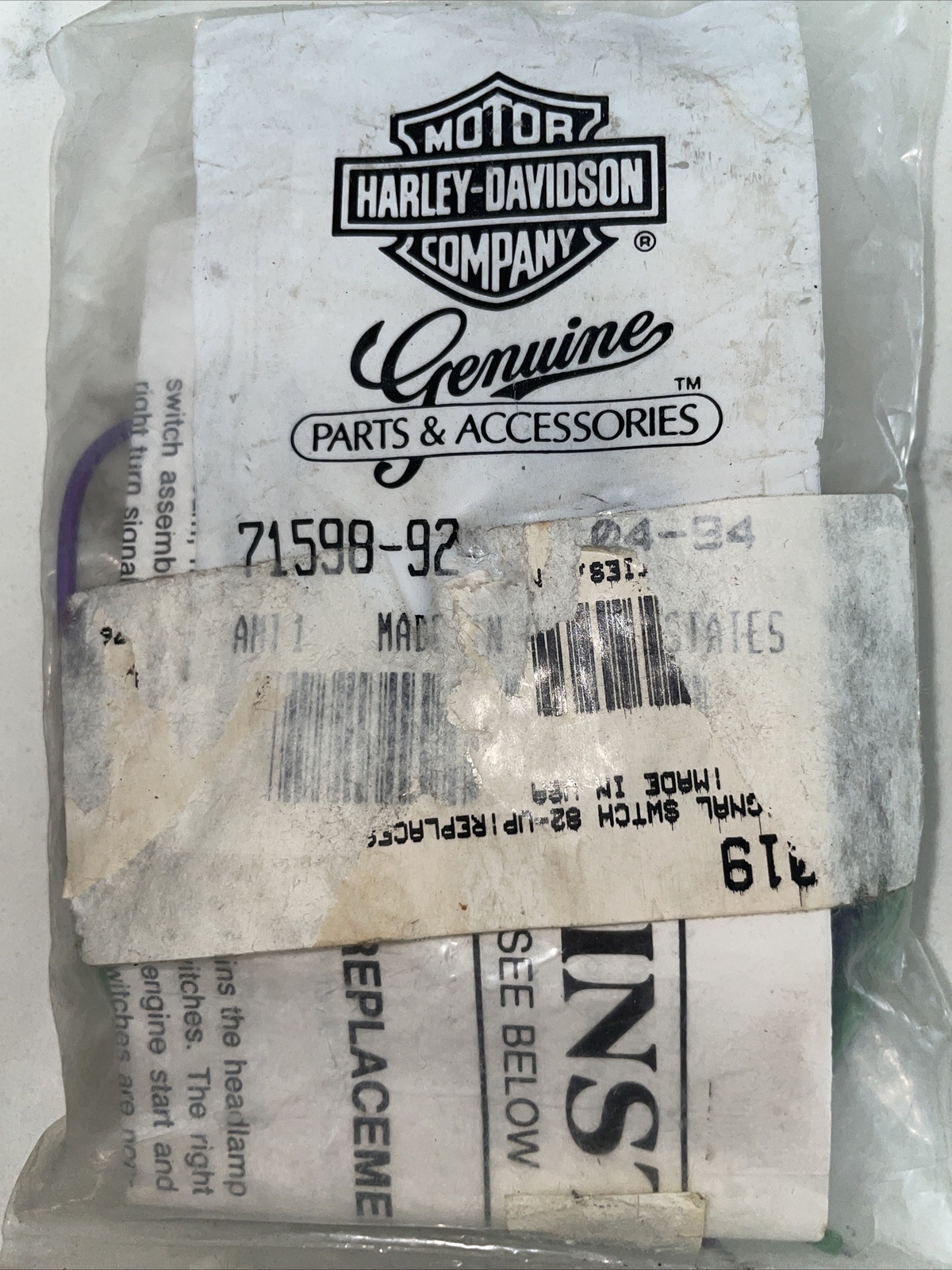 71598-92 HARLEY-DAVIDSON LEFT DIRECTIONAL SWITCH KIT NOS OEM | eBay
