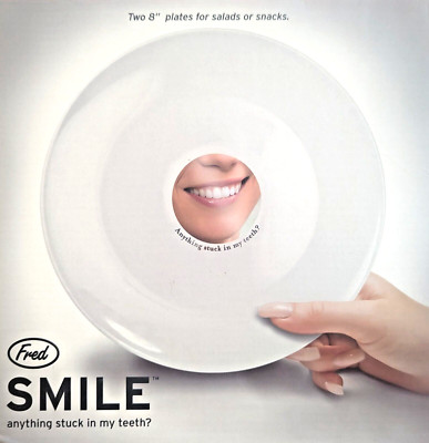 FRED Smile Anythink Stuck In My Teeth Plates - Two 8" Plates For Salads ...