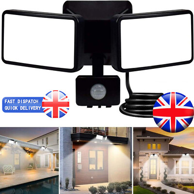 LED PIR Sensor Floodlight 20W Twin Motion Detector Garden Outdoor ...