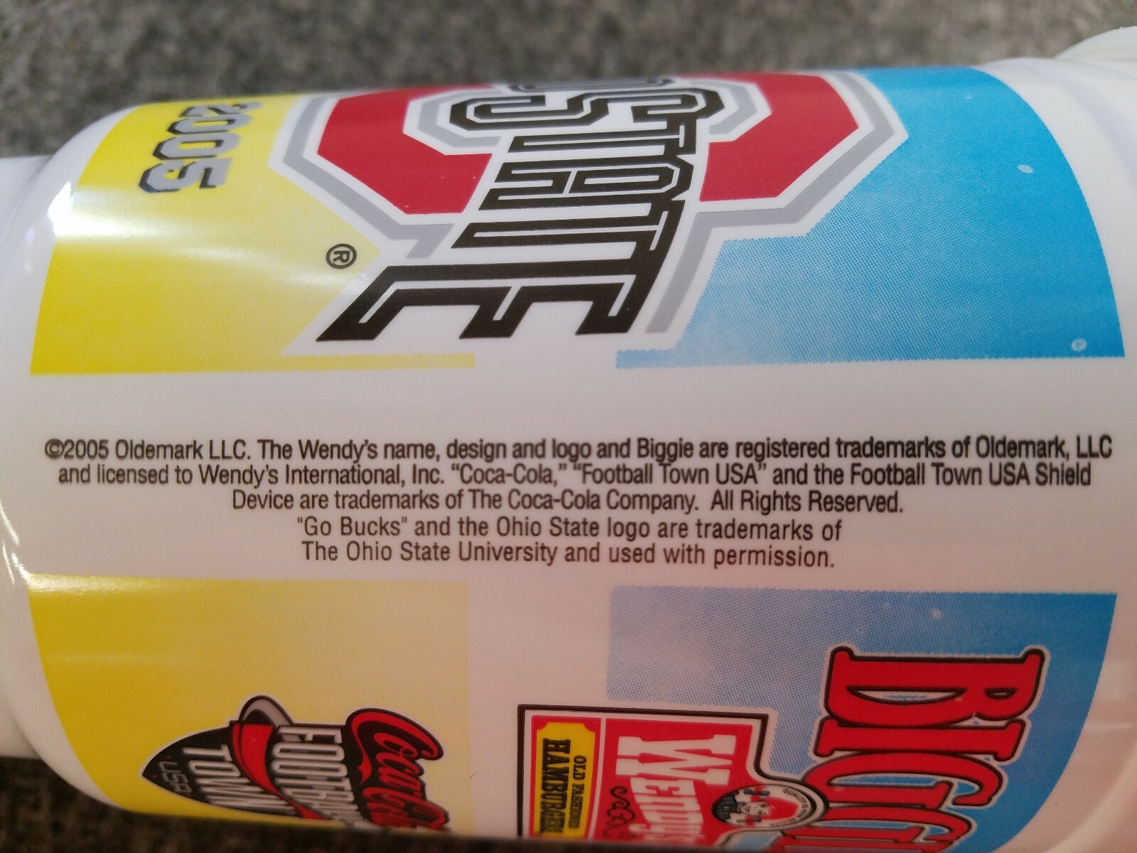 Ohio State Buckeyes 2005 Wendy's Biggie Coca Cola Plastic Cup Lot of 2 ...