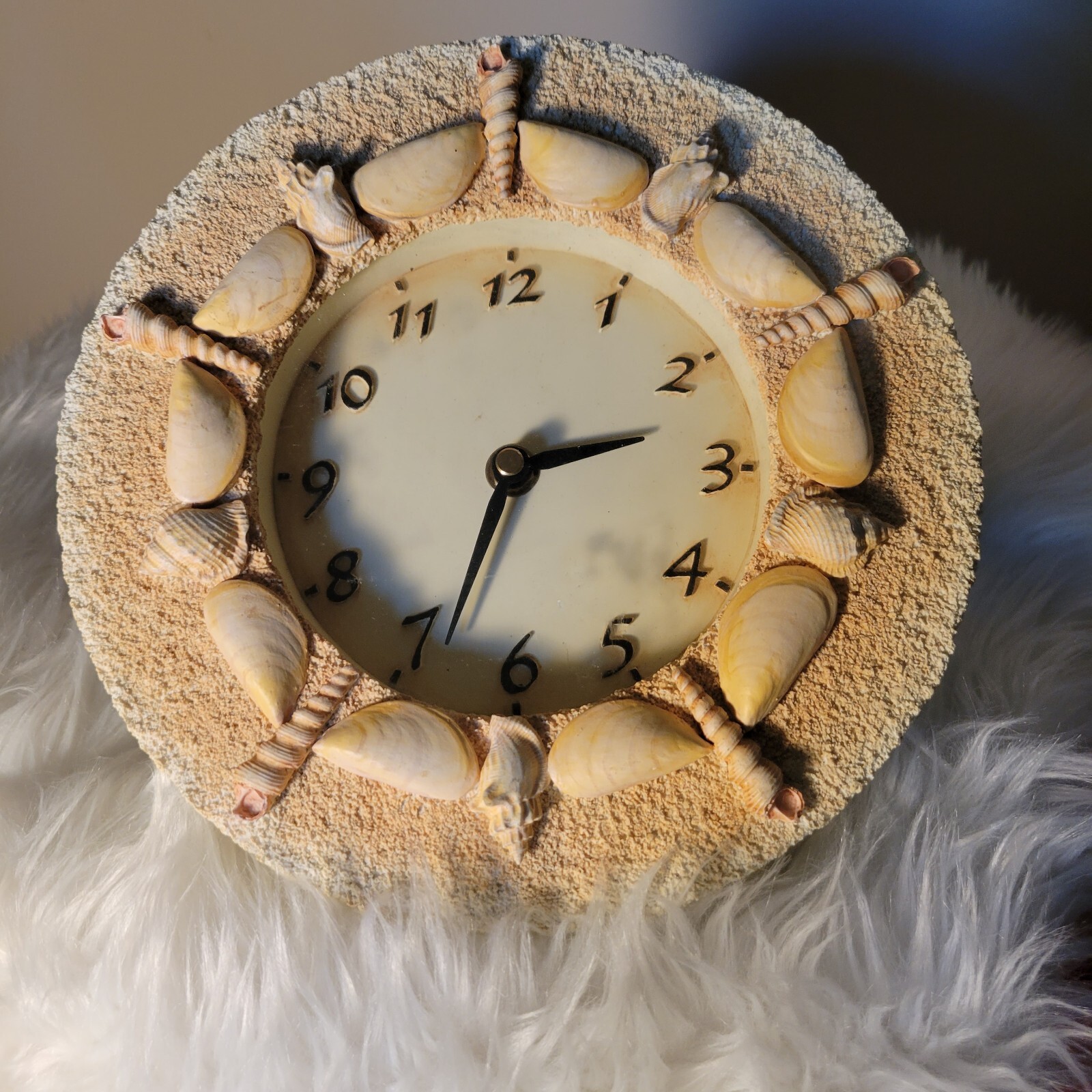 Sea Shell Wall Clock Analog Cream And Sand Color Battery Operated | eBay