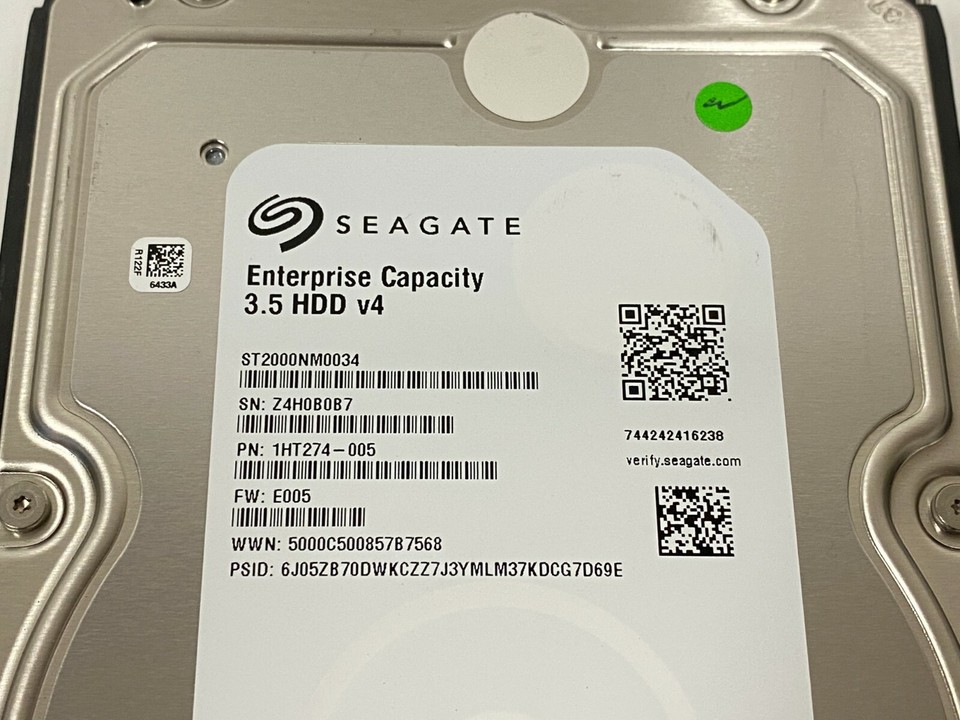 SEAGATE SAS Enterprise Capacity 3.5 V4 HDD ST2000NM0034 P/N 1HT274-005 ...