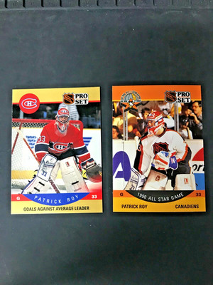 Patrick Roy -2 card lot 1990-91 Pro Set- #399 & #359-Montreal Canadiens ...