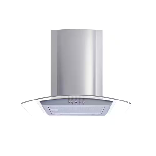 30 In. Convertible Glass Wall Mount Range Hood in Stainless Steel with ...