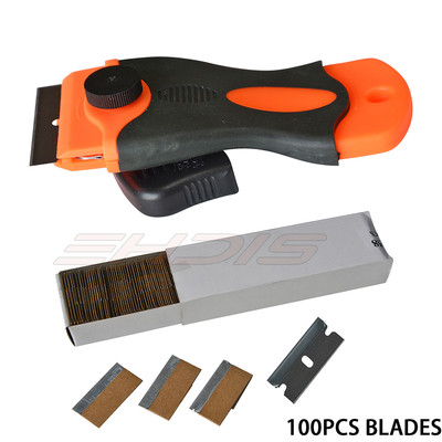 Retractable Razor Blade Scraper & 1 /20 / 100pcs 1.5" Carbon Single ...