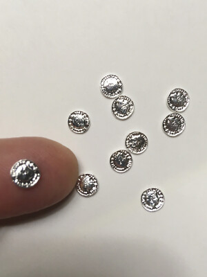 M00615-FS MOREZMORE 10 Miniature SILVER 6mm Coins Metal Money 1:6 Scale ...