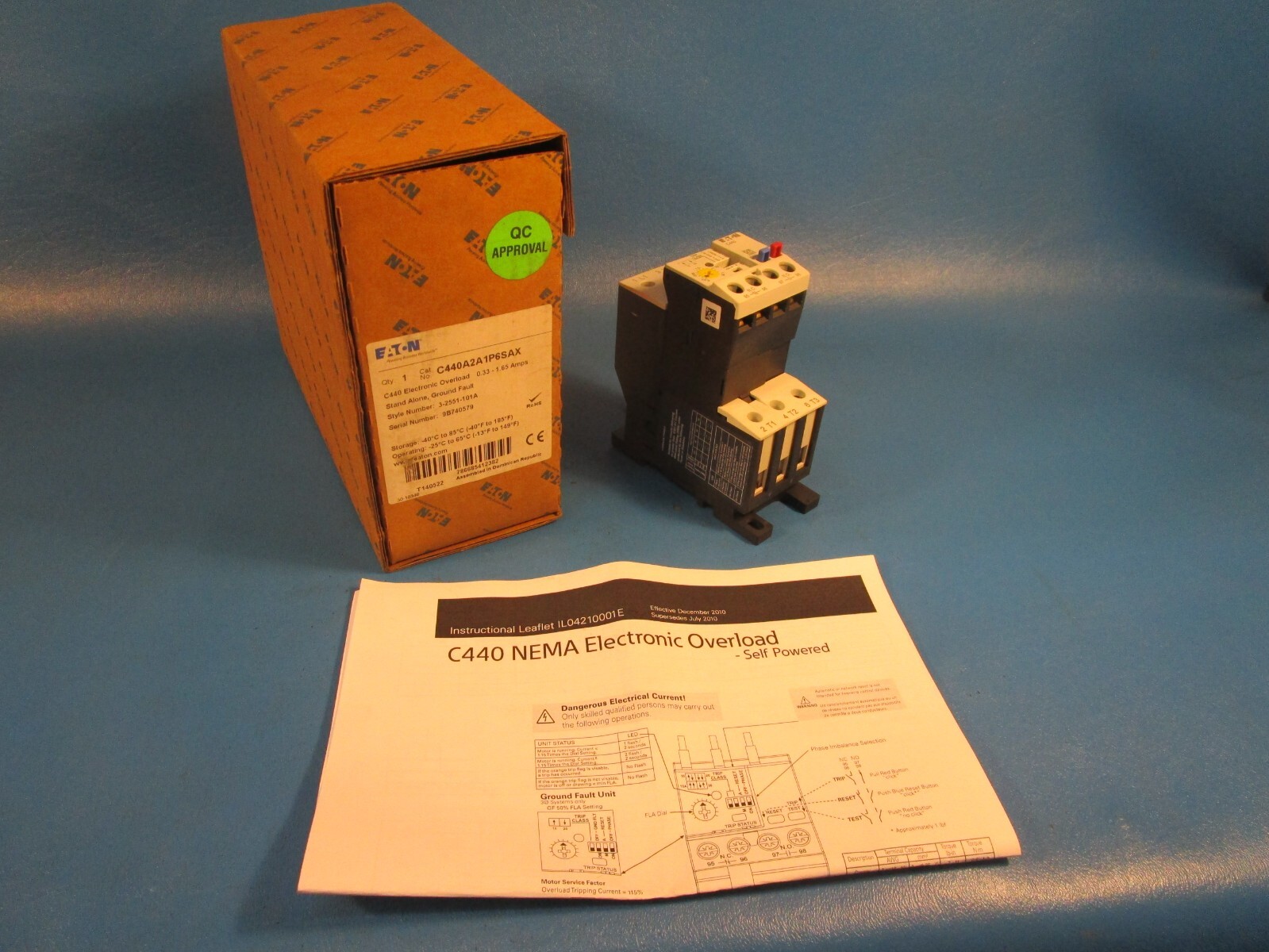 Eaton C440A2A1P6SAX, C440 Electronic Overload Relay .33-1.65A 120V 50 ...