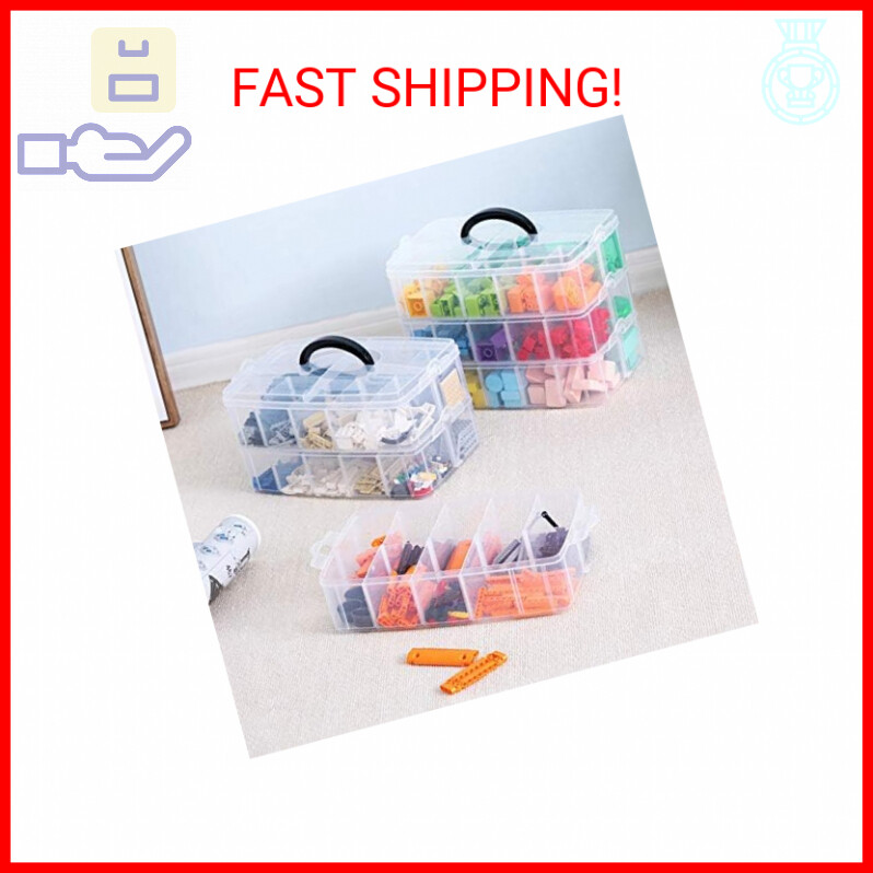 Sooyee 3-Layer Things & Crafts Storage Box with 30 Adjustable ...