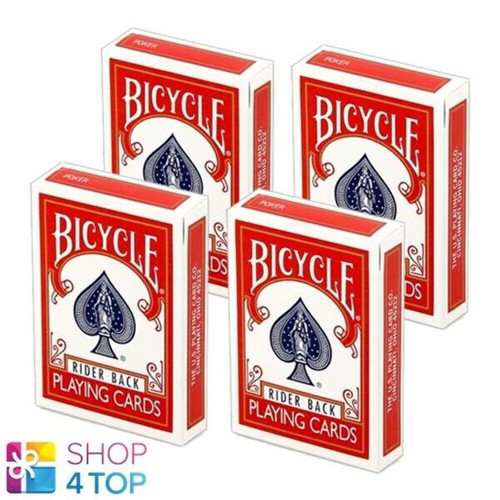 4 DECKS BICYCLE RIDER RED DOUBLE BACK NO FACE MAGIC TRICKS CARDS NEW | eBay