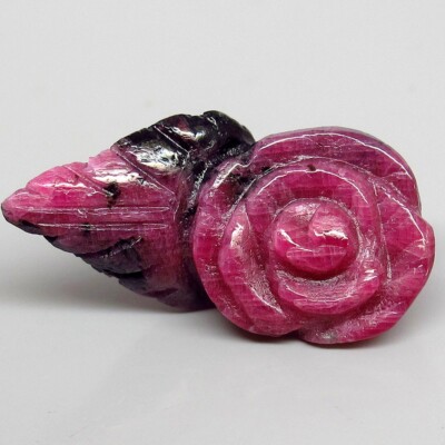AMAZING! 29.55ct.Top Rose Carving Natural Unheated Red with Green Ruby ...