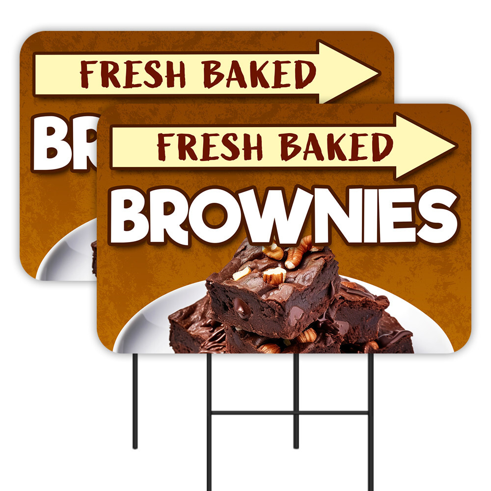 Fresh Baked Brownies 2 Pack Double-Sided Yard Signs 16" x 24" with ...