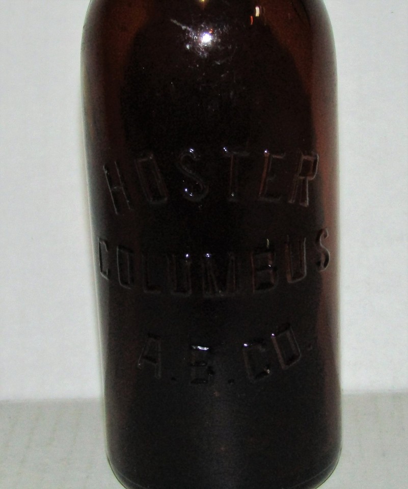 Vintage Hoster A.B. Co. Amber Glass Embossed Beer Bottle - Columbus ...
