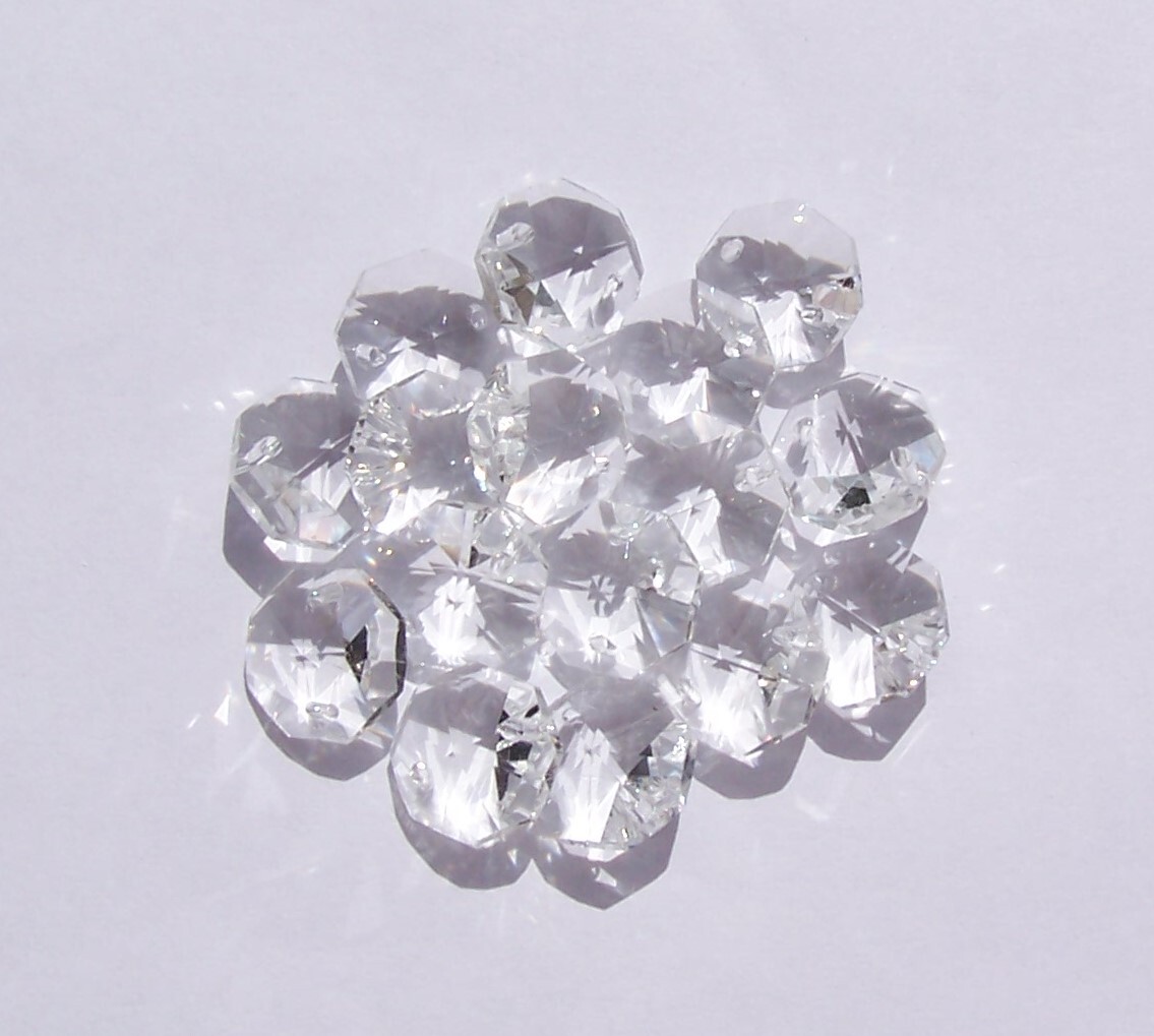 50 14mm Clear Octagon crystal suncatcher beads 2h chandelier craft ...