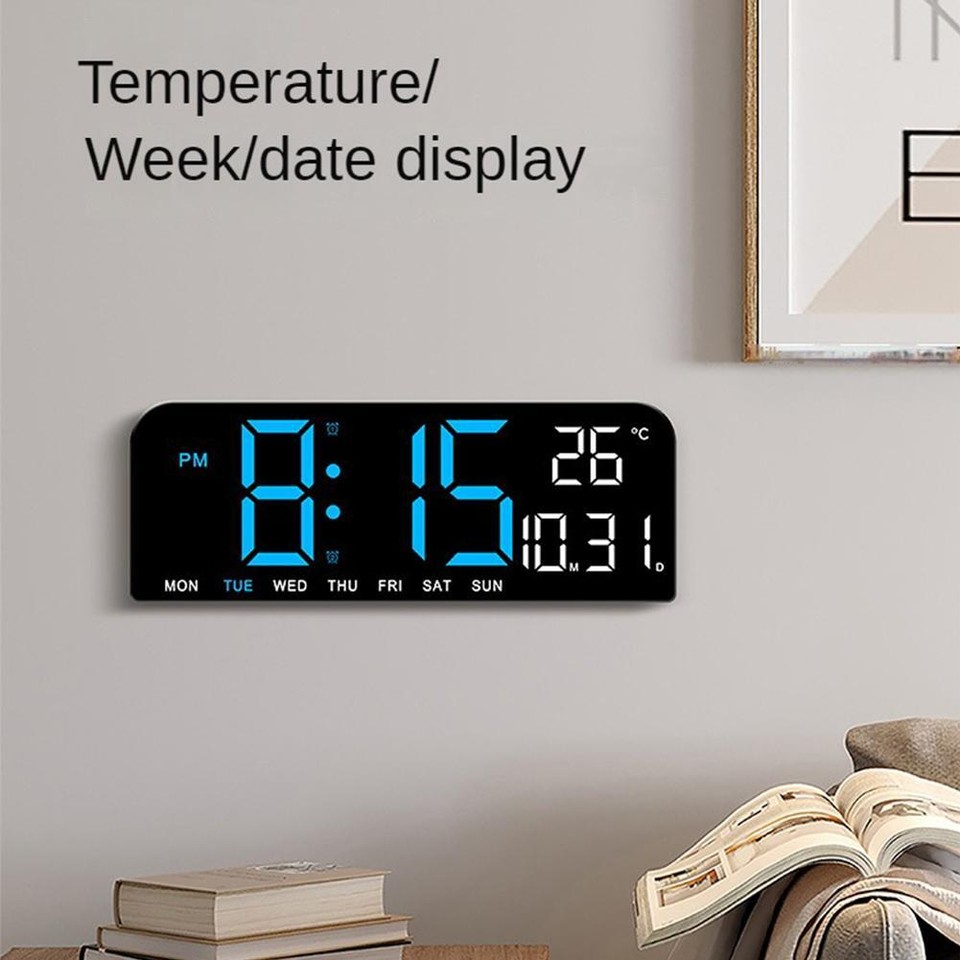Large Digital Screen Alarm Clock Minimalist LED Desktop Clock Creative ...