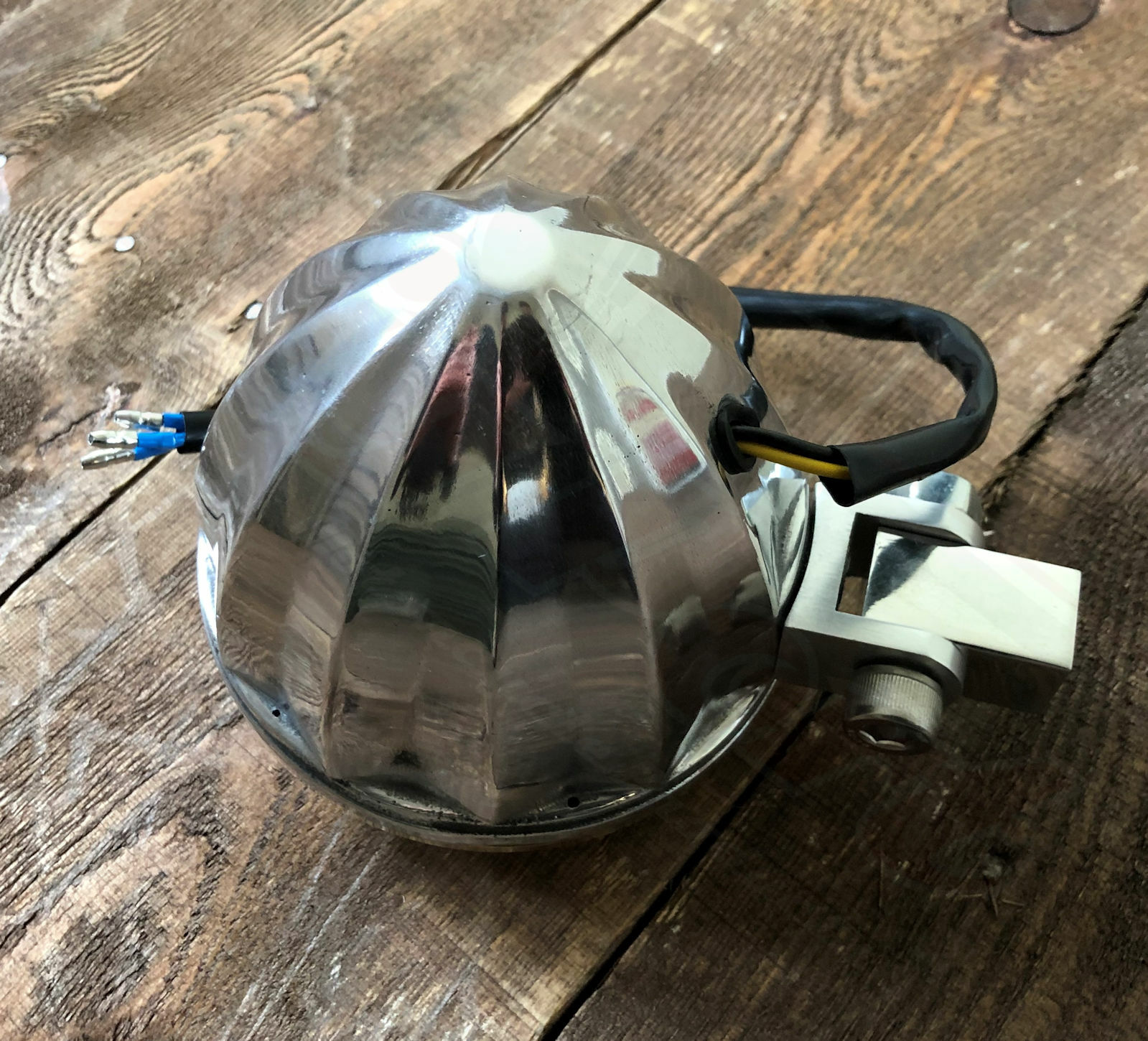 Custom Chopper Bobber Cafe Headlight Solid Brass Rim Faceted Polish ...