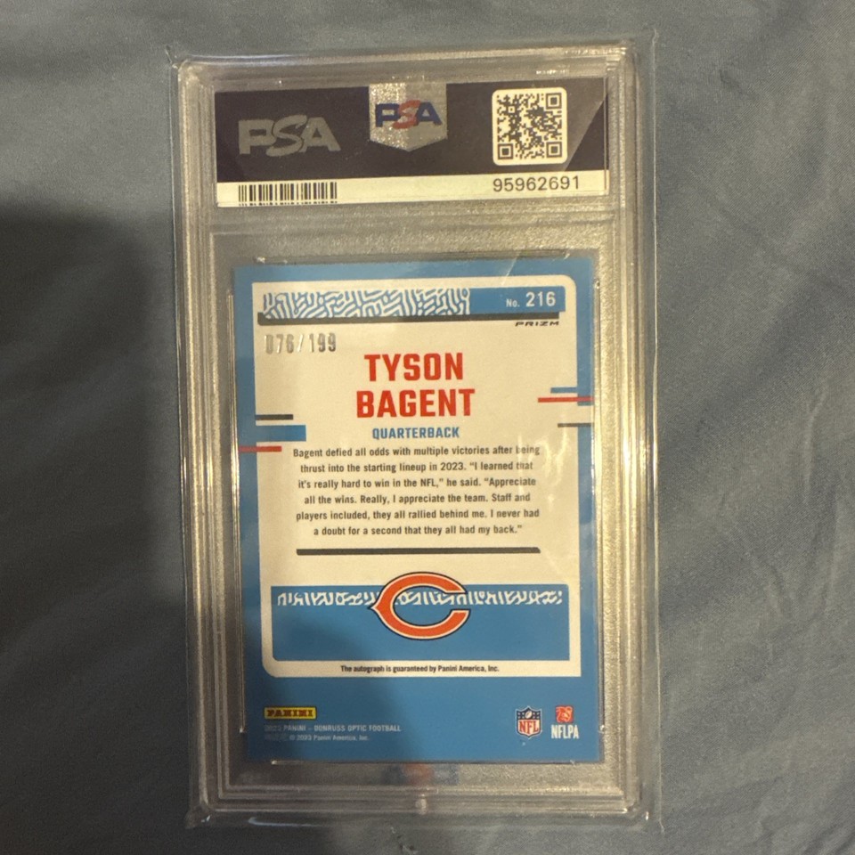 2023 Donruss Optic Tyson Bagent Rated Rookie Auto 076/199 BEARS PSA 10 ...