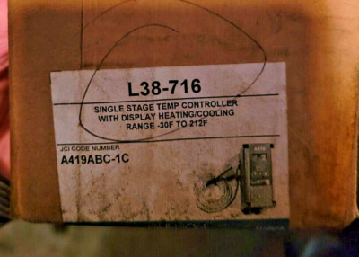 Johnson Controls Single Stage Temperature Controller L38-716 | eBay