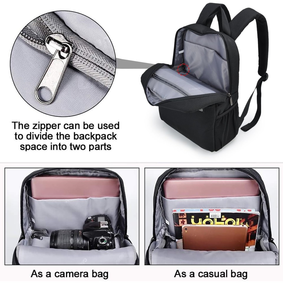 CADeN Camera Backpack Bag with 14" Laptop Compartment Waterproof, DSLR ...