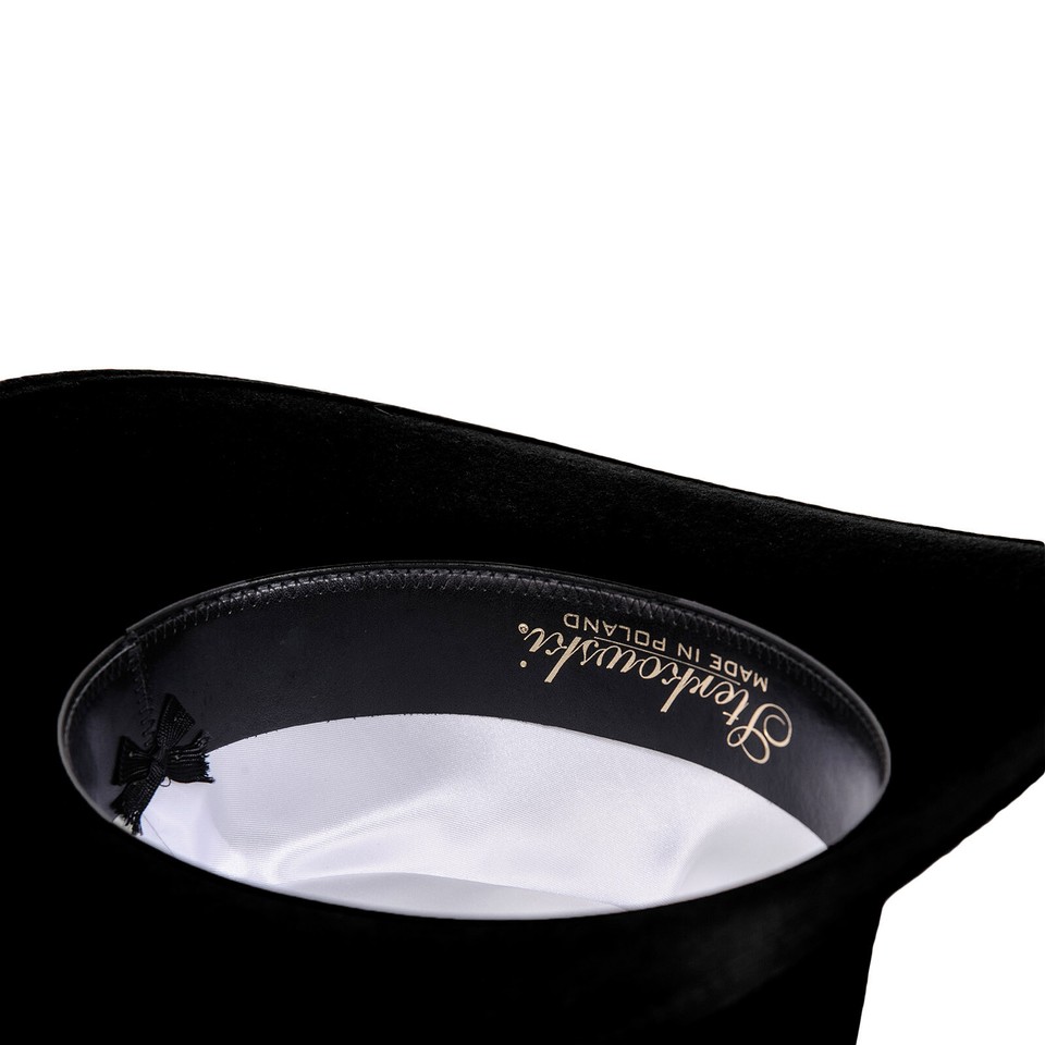 Sterkowski SHARPS Wool Fedora Hat Wide Brim Elegant Cowboy Black / Gray ...