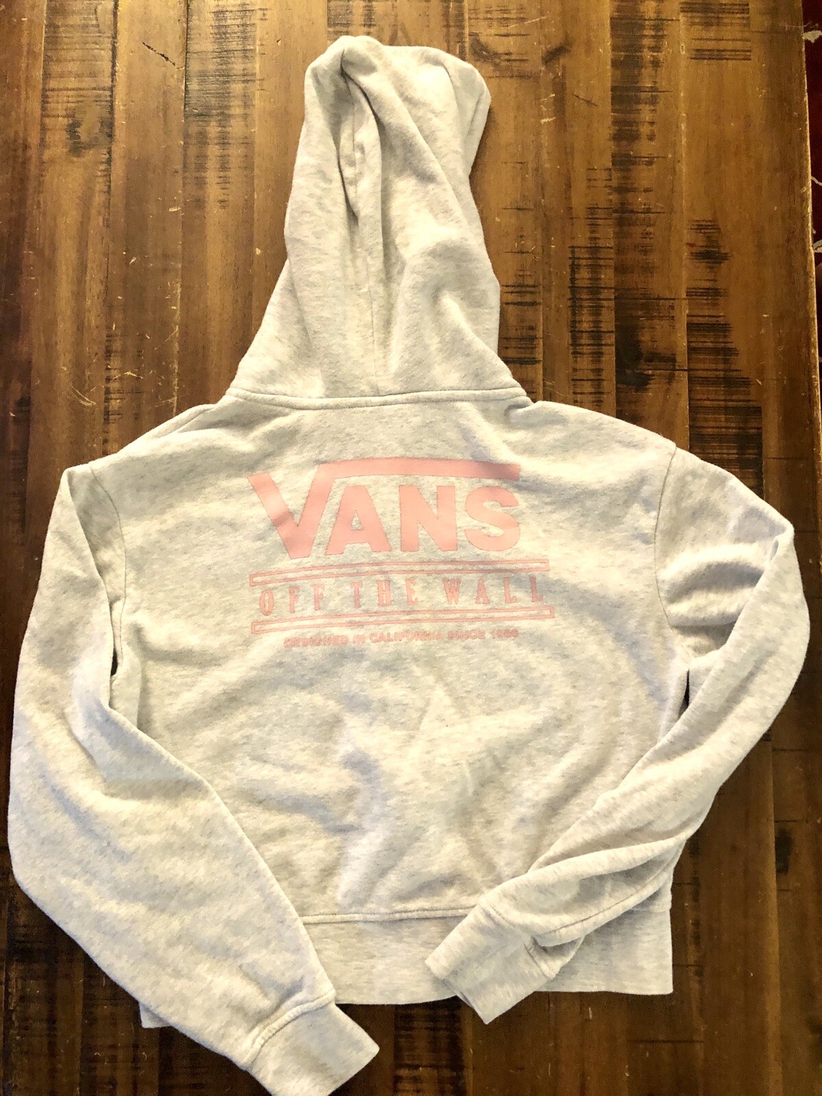 Vans Light Gray and Pink Cropped Zip-up Hoodie Sweatshirt / Size XS ...