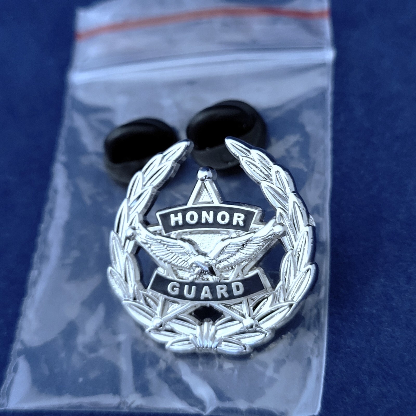 HONOR GUARD-STAR-EAGLE LEAF PIN : 1" Size, Silver-nickel Plated, Item ...