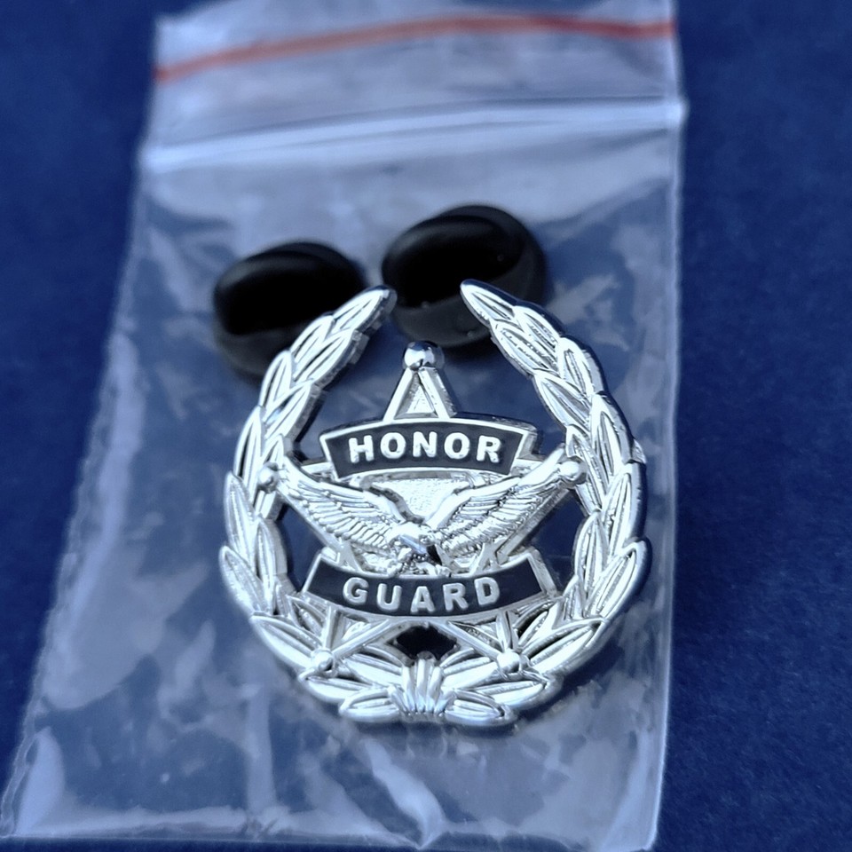 HONOR GUARD-STAR-EAGLE LEAF PIN : 1" Size, Silver-nickel Plated, Item ...