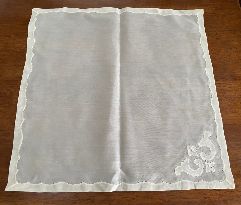 Vintage MADEIRA Cream Linen Embroidery Napkins & Table Cloth set for 12 ...
