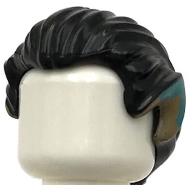 Lego New Black Minifigure Hair Swept Back w/ Pointed Medium Nougat Ears ...
