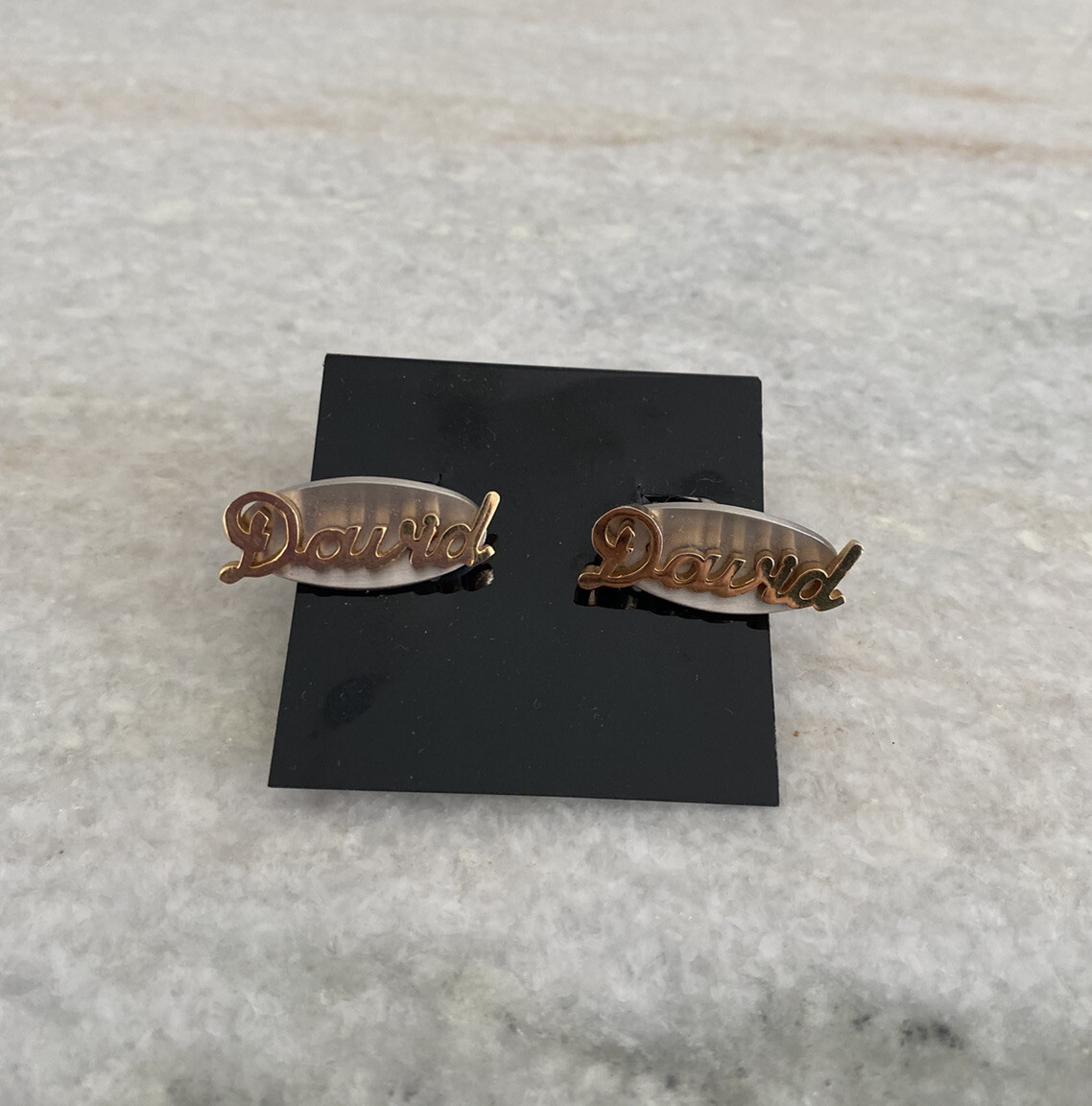 Vintage Silver Gold Tone Swank David Cufflinks - Gem