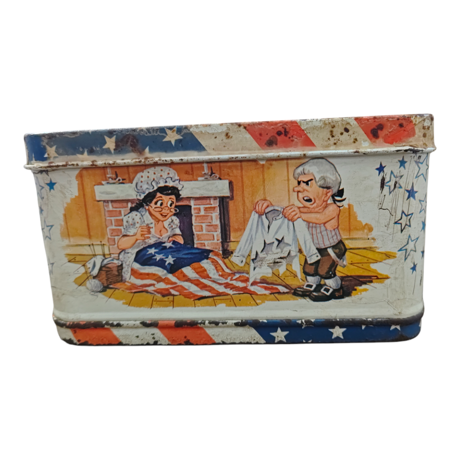 Vintage Old Antique Iron Multi-Color Embossed Back In 76 Lunch Box ...