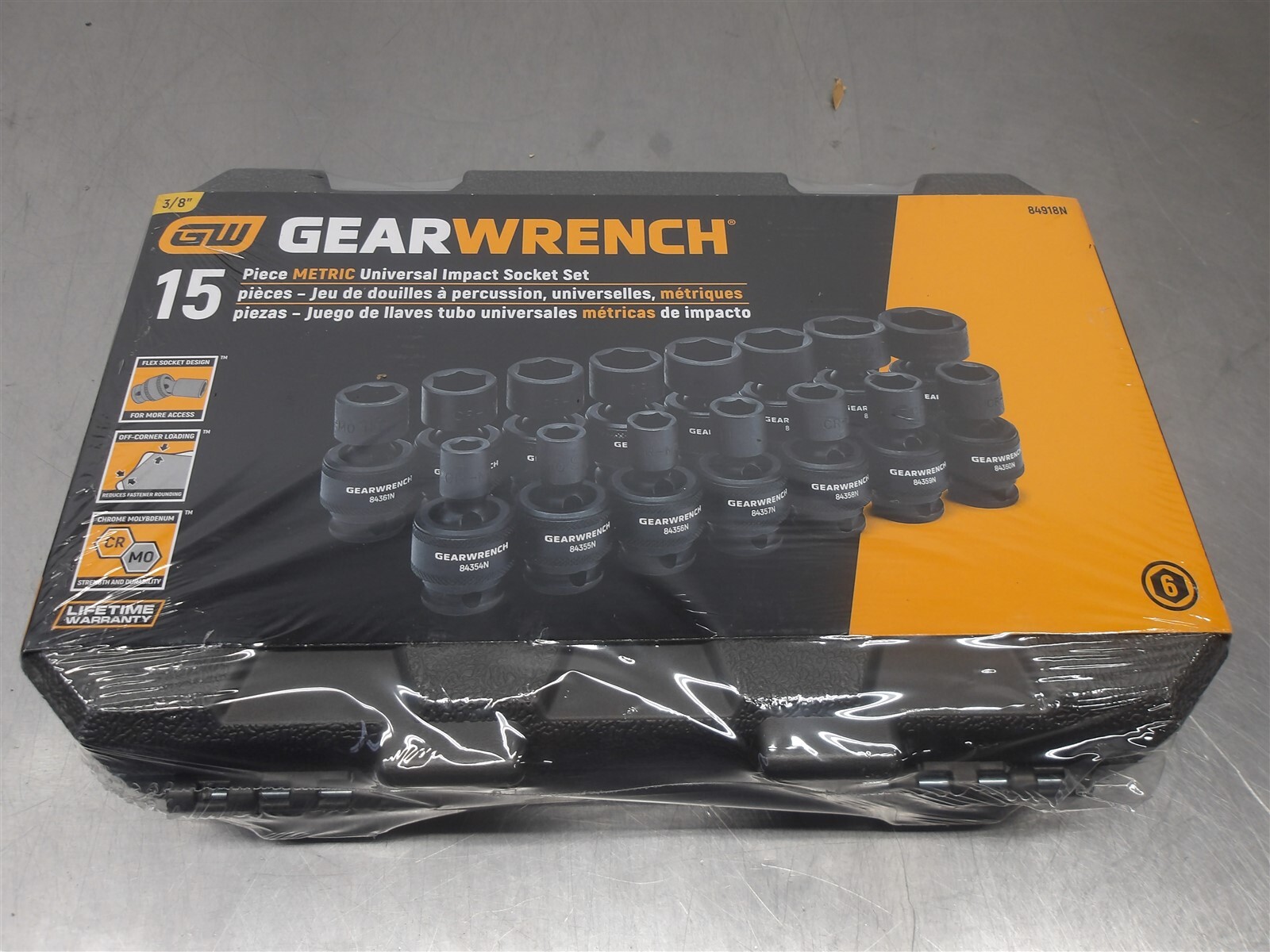 1 NEW! GearWrench 15pc 3/8" Drive 6pt Metric Universal Impact Socket ...