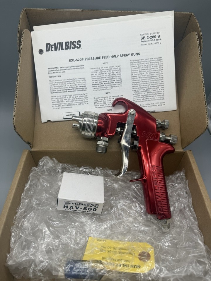 Devilbiss Pressure Feed HVLP Spray Gun EXL-520P Red | eBay