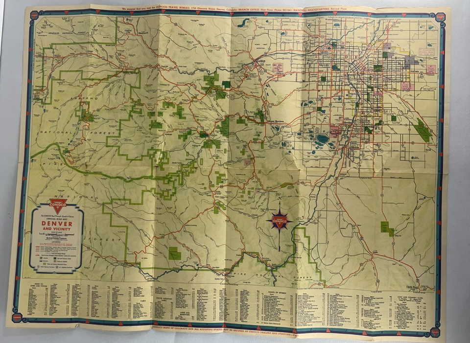 C1930's - Conoco Circus Elephant Travel Denver Colorado Springs - Map ...