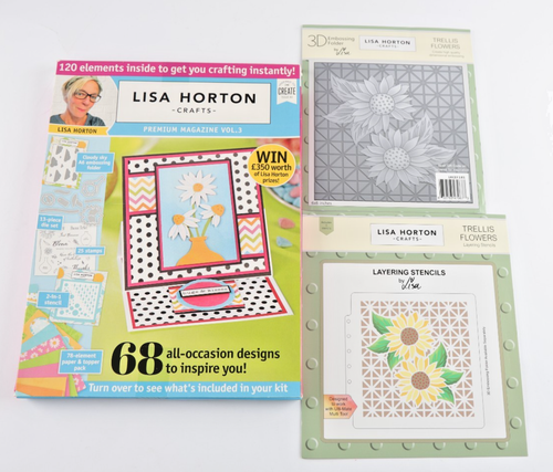 Lisa Horton Magazine Vol.3, Trellis Flowers Embossing Folder &Stencils ...